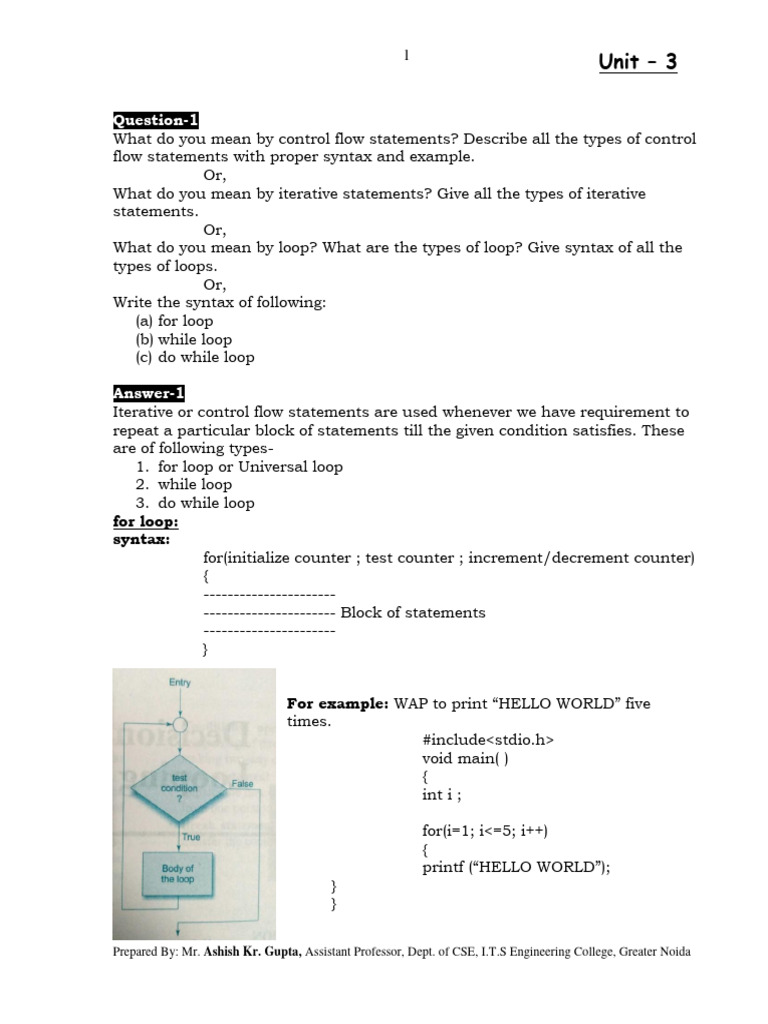 Computer Science Unit-3 Sem1 | PDF | Parameter (Computer Programming) | Control Flow