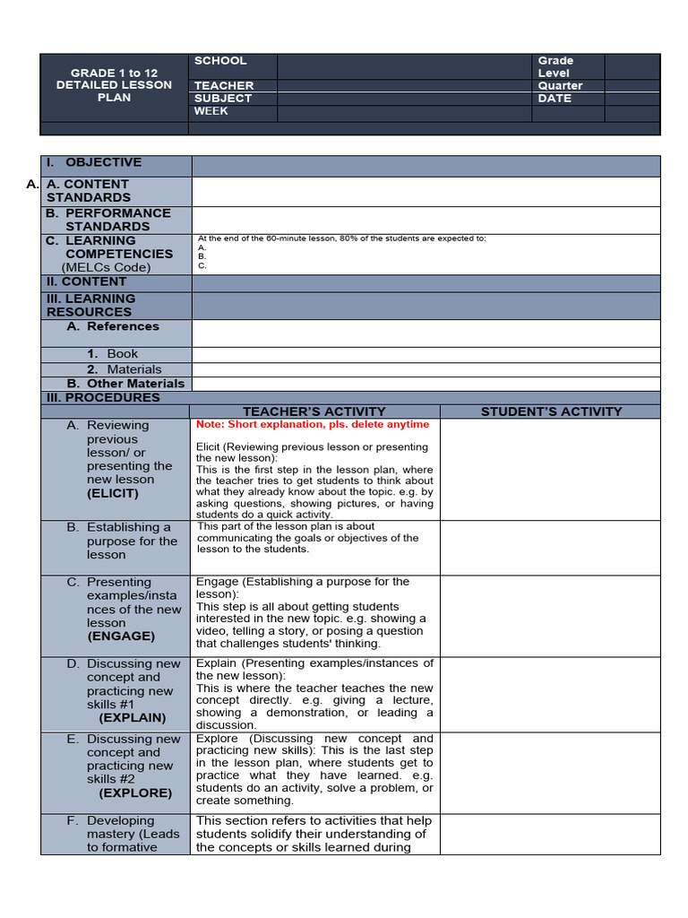 7es Lesson Plan ENGLISH | PDF | Educational Assessment | Lesson Plan