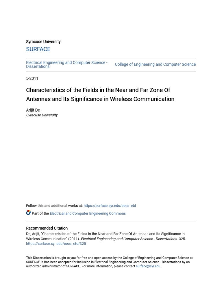 Characteristics of The Fields in The Near and Far Zone of Antenna | PDF ...