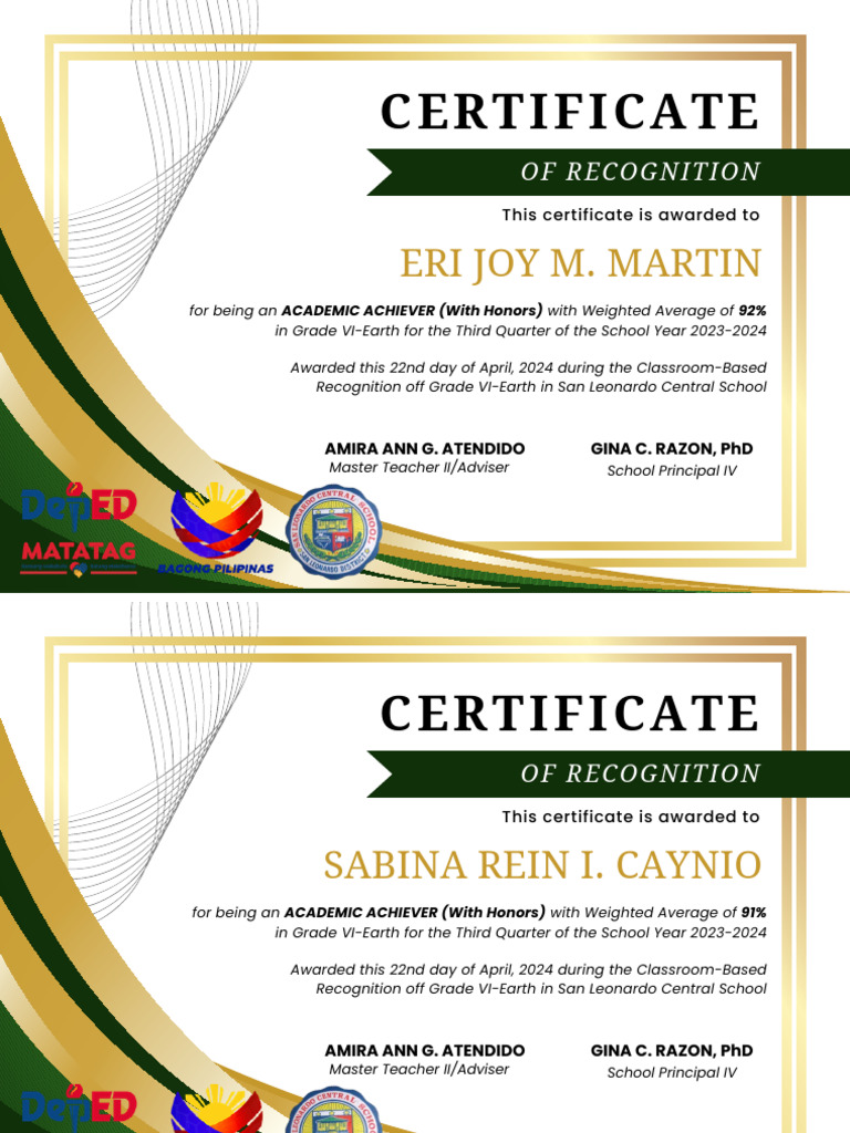 Green and White Modern Certificate of Appreciation | PDF ...