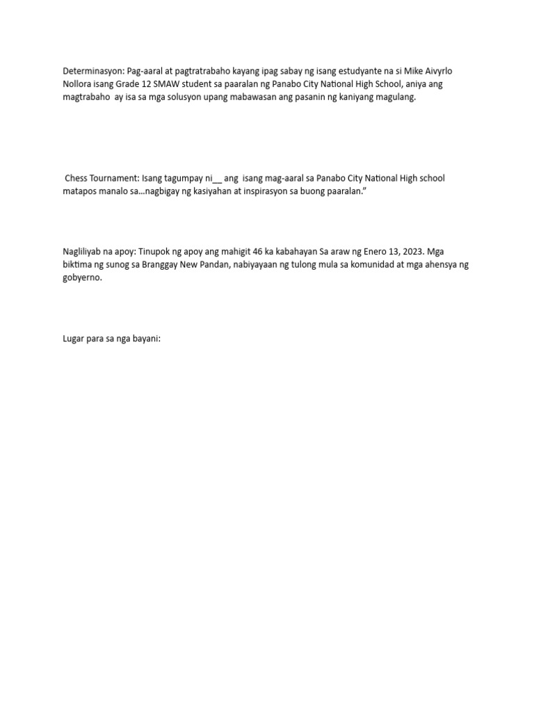 School Paper Caption | PDF