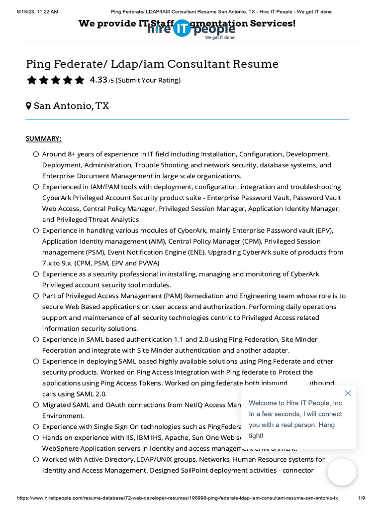 Ping Federate - LDAP - IAM Consultant Resume San Antonio, TX - Hire IT ...