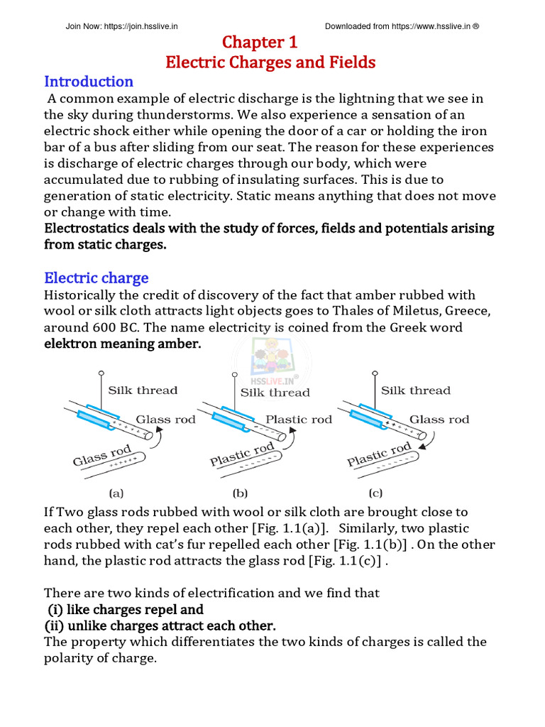 Hsslive_Plus Two Chapter 1 -2024 | PDF | Electric Charge | Electricity