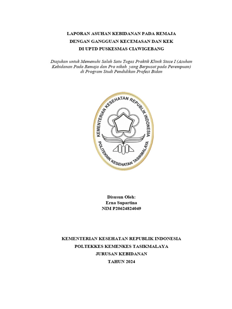 LP Remaja DG Gangguan Kecemasan & Kek - Erna | PDF
