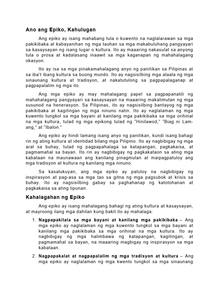 Ano Ang Epiko | PDF