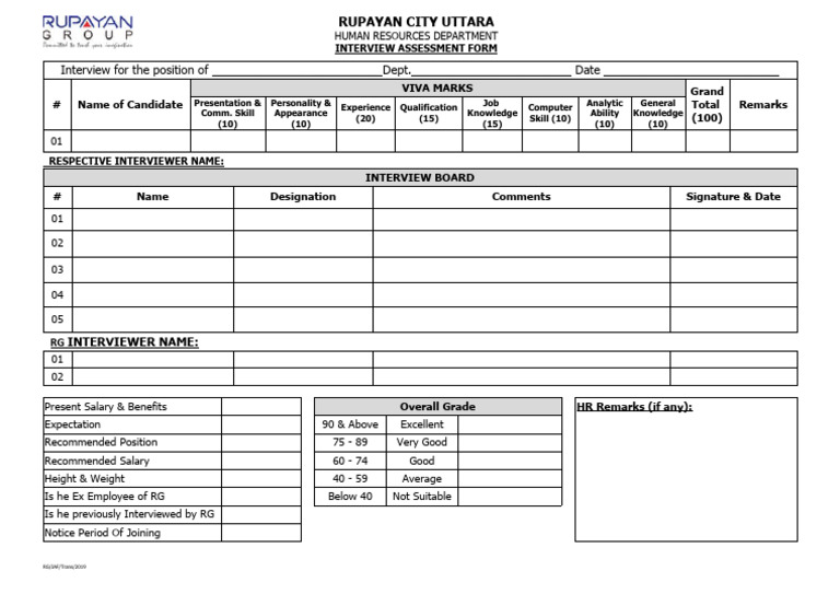 VIVA - Interview - Assessment - Form Updated | PDF