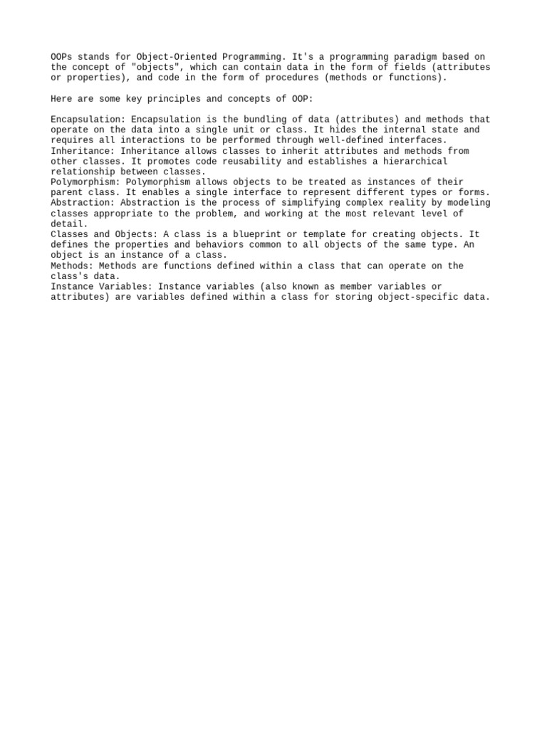 Oops Stands For Object Oriented Pro Pdf