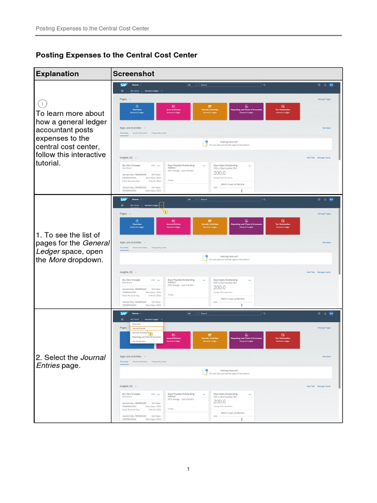 Posting Expenses To The Central Cost Center | PDF | Expense | Debits And Credits