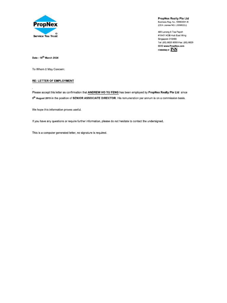 Propnex Employment | PDF