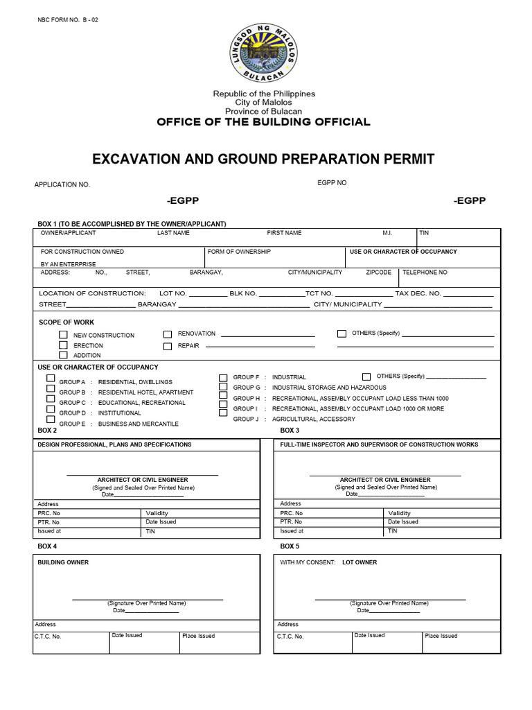 Excavation-Permit-front-and-back | PDF | Architect | Civil Engineering