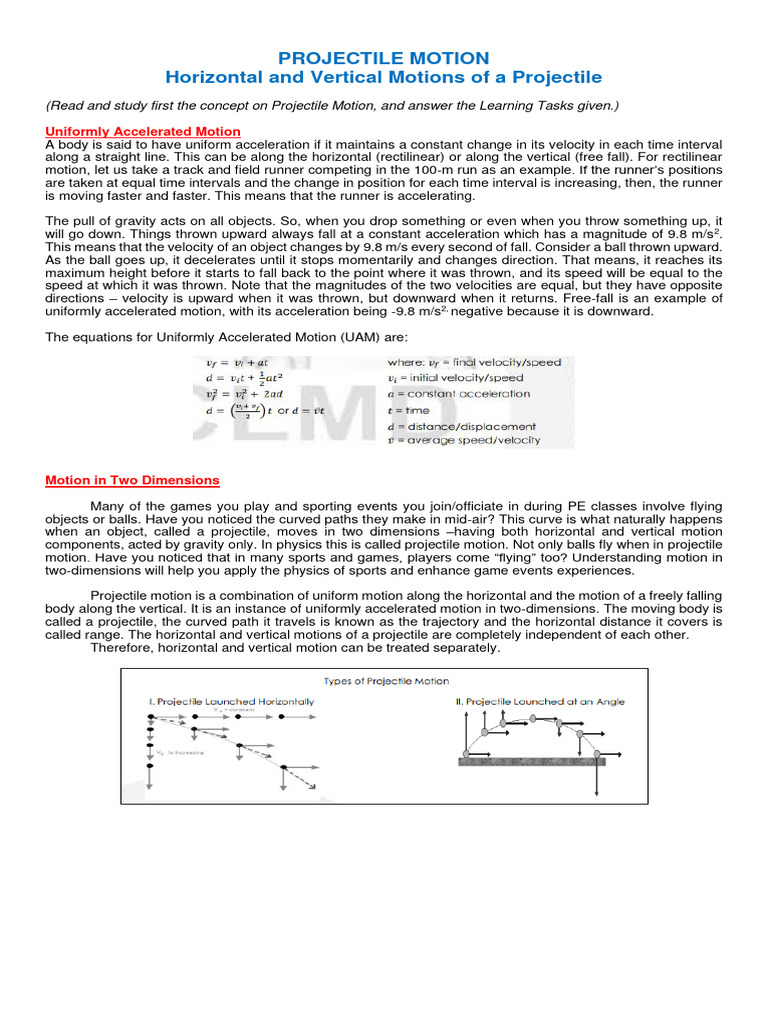 Q4_ACTIVITY-2_PROJECTILE-MOTION | PDF | Acceleration | Mechanics