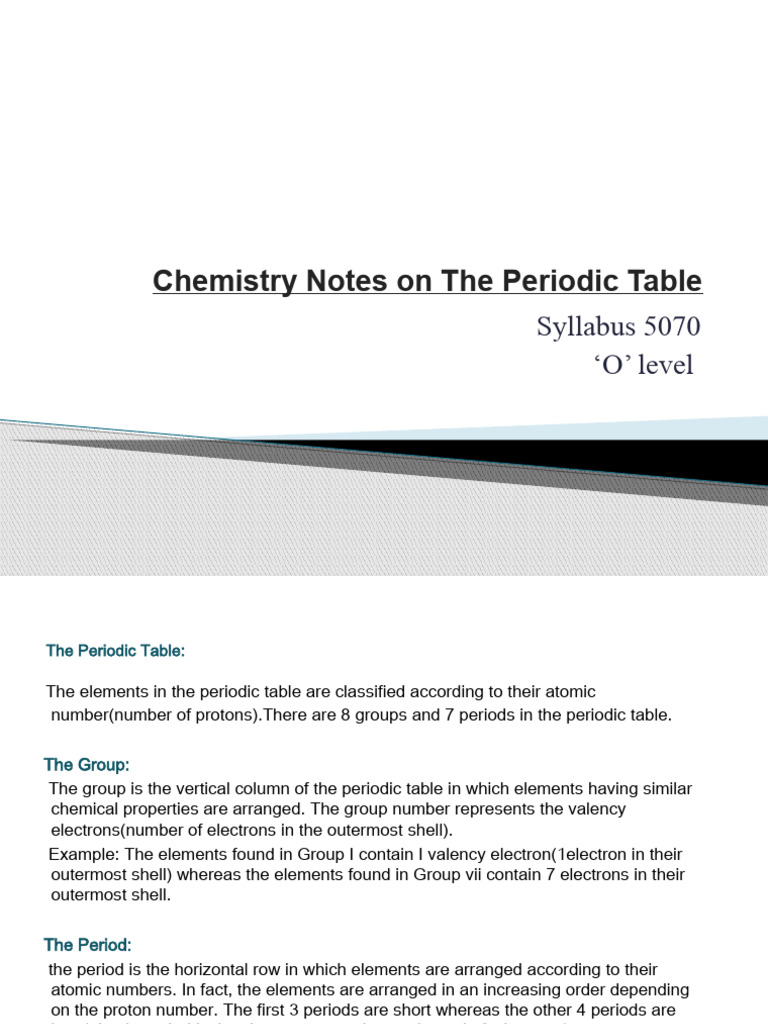 The Periodic Table Chemistry | PDF | Periodic Table | Transition Metals