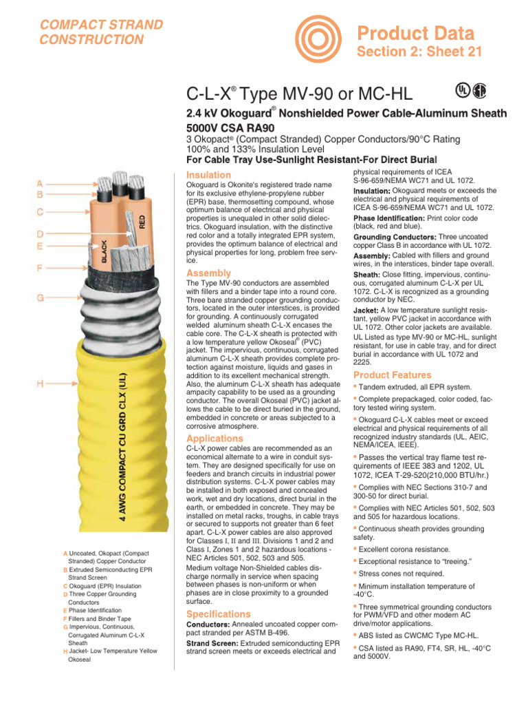 CLX - 2.4kV MC Okonite | Download Free PDF | Electrical Conductor ...