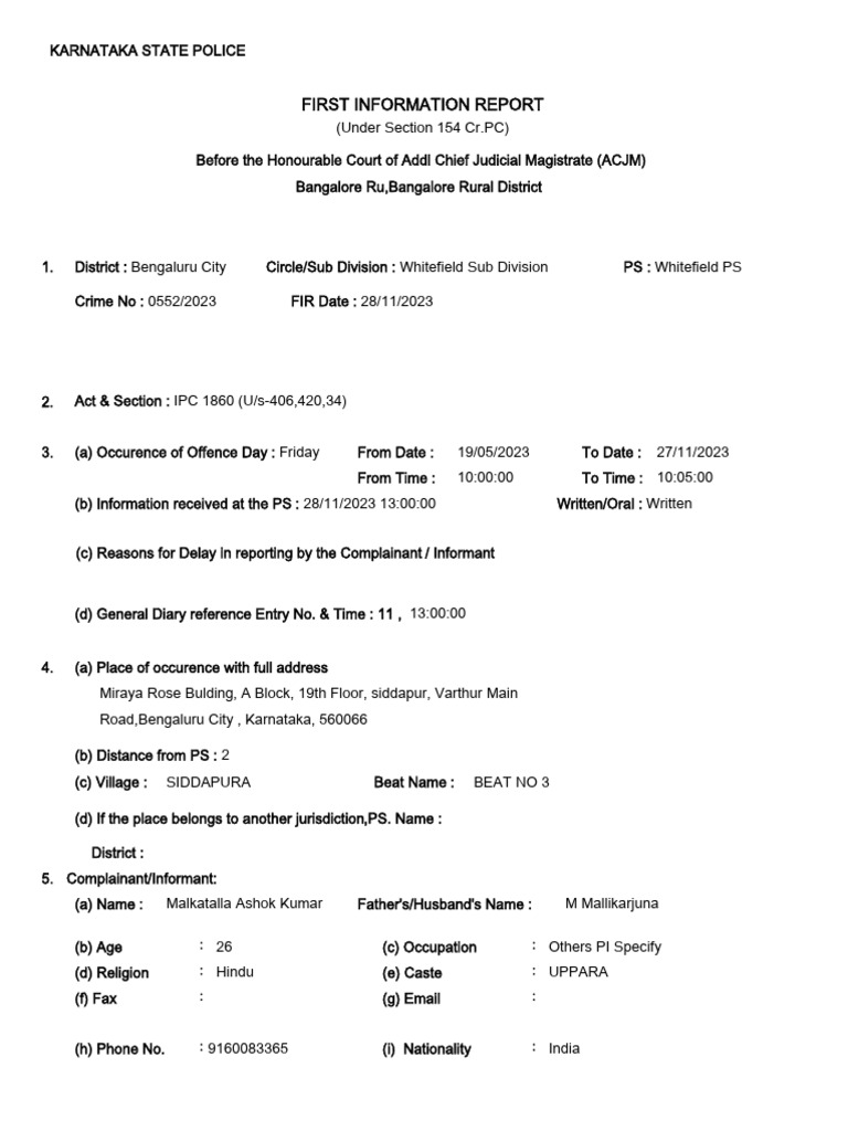 First Information Report | PDF