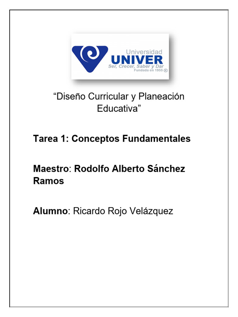 Tarea 1 Conceptos Fundamentales | PDF | Plan de estudios | Enseñando