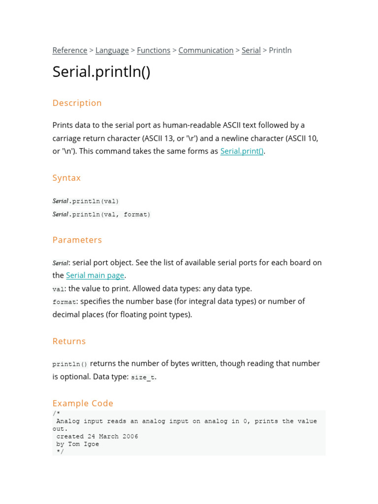 Serial Communication Arduino Pdf Integer Computer Science 5449