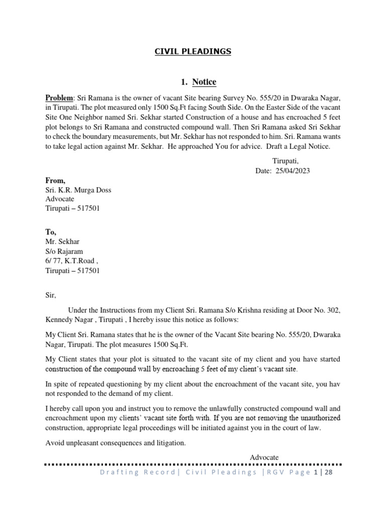 Record Work Civil Pleadings | PDF | Lawsuit | Writ