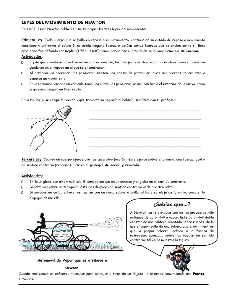 Ejemplos de las Leyes de Newton para Niños | PDF | Las leyes del ...