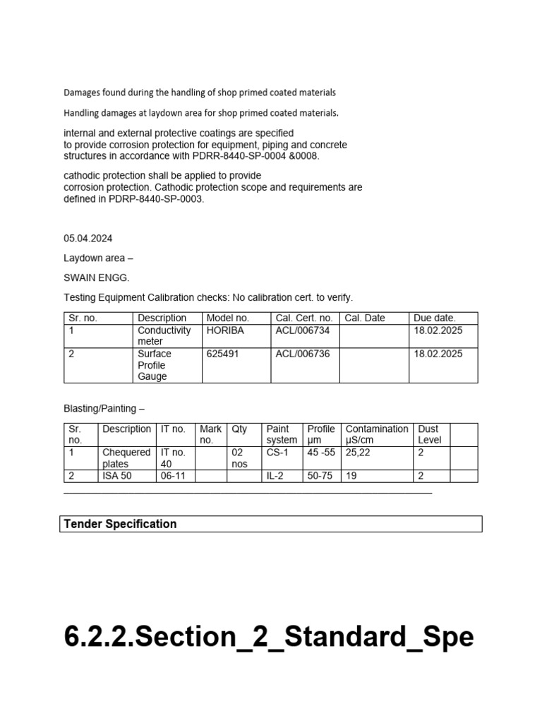 6.2.2.section - 2 - Standard - Spe: Tender Specification | PDF | Pipe (Fluid Conveyance ...