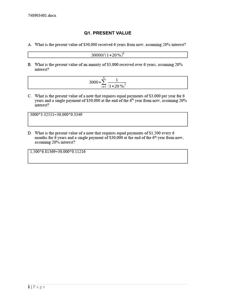 Chapter 9 Group Exercise | PDF | Present Value | Interest
