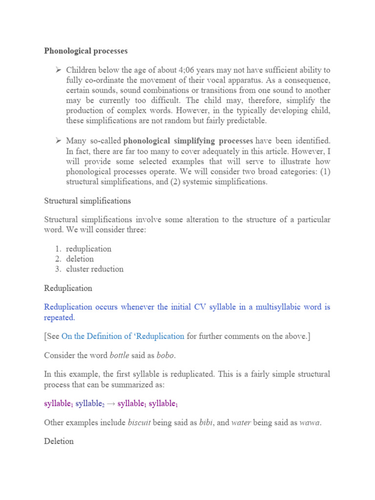 Phonological Processes | PDF | Syllable | Consonant