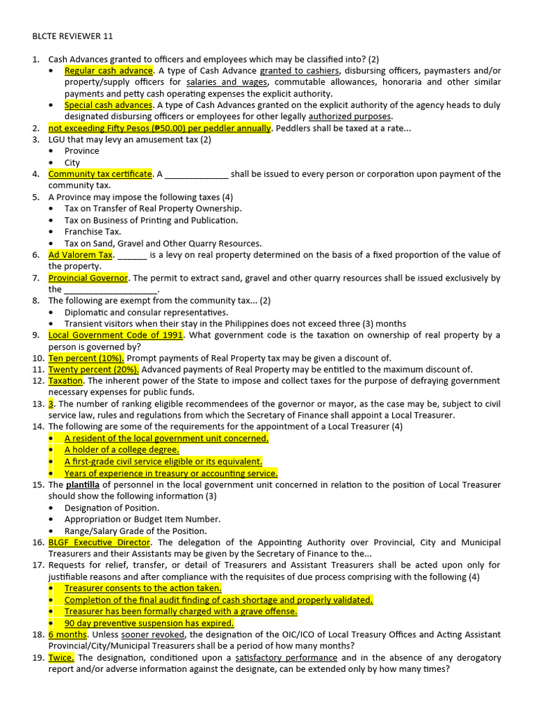 BLCTE REVIEWER 11 | PDF | Taxes | Property Tax