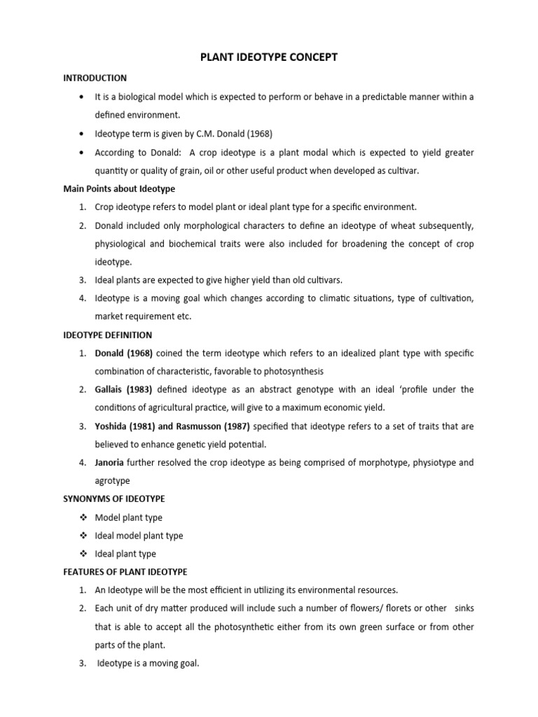 Ideotype Concept | PDF | Plant Breeding | Rice
