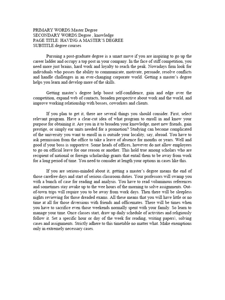 Mater_degree | PDF | Knowledge | Behavior Modification