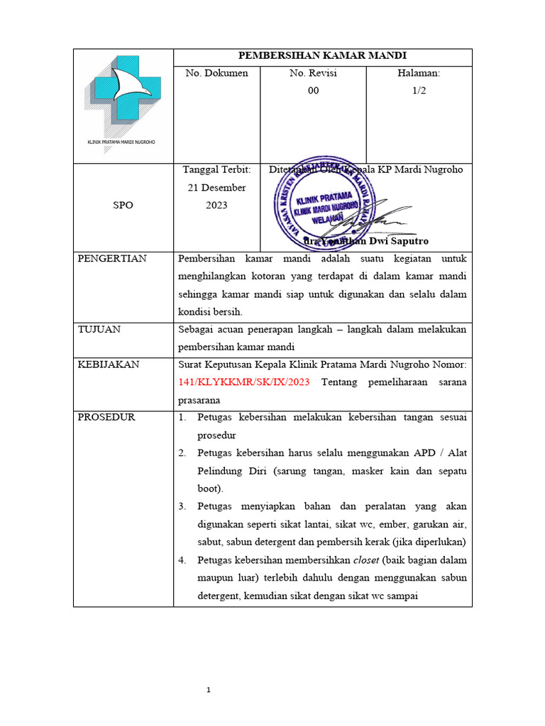 Pembersihan Kamar Mandi | PDF