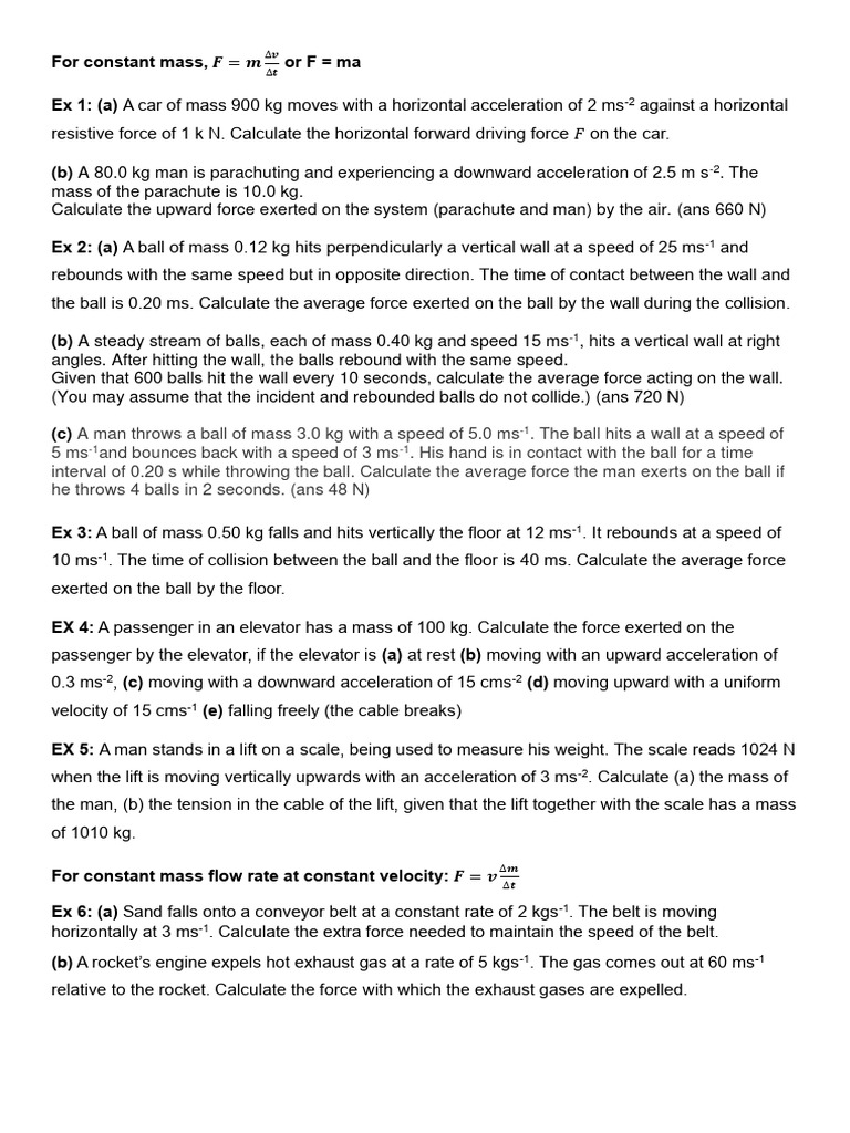 For Constant Mass | PDF | Rocket | Projectiles
