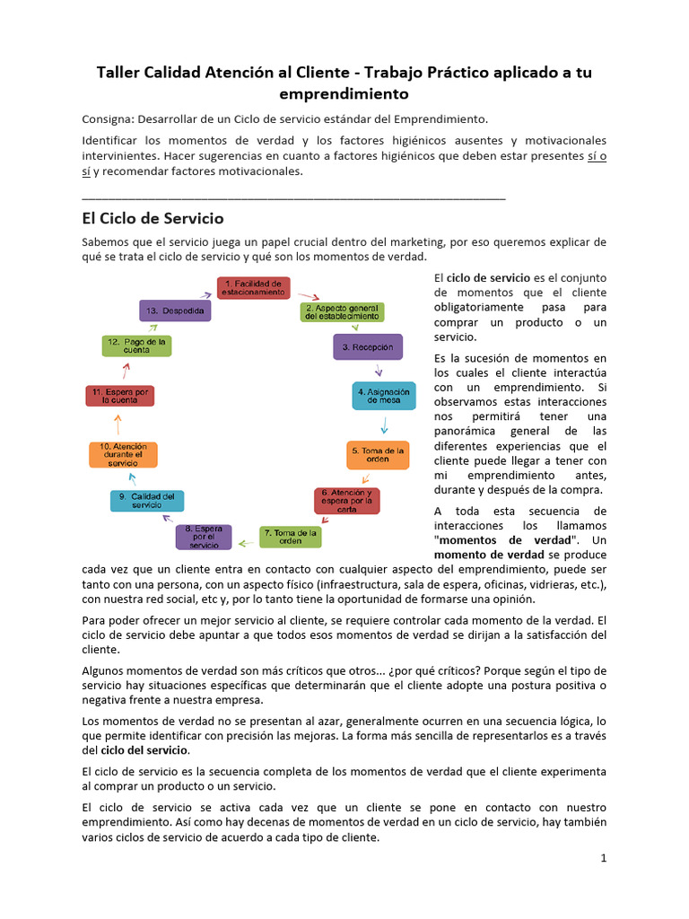 Taller Calidad Atención al Cliente - Trabajo Práctico (2)[26461] | PDF ...