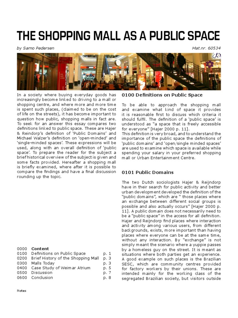 The Shopping Mall As A Public Space | PDF | Shopping Mall | Consumerism
