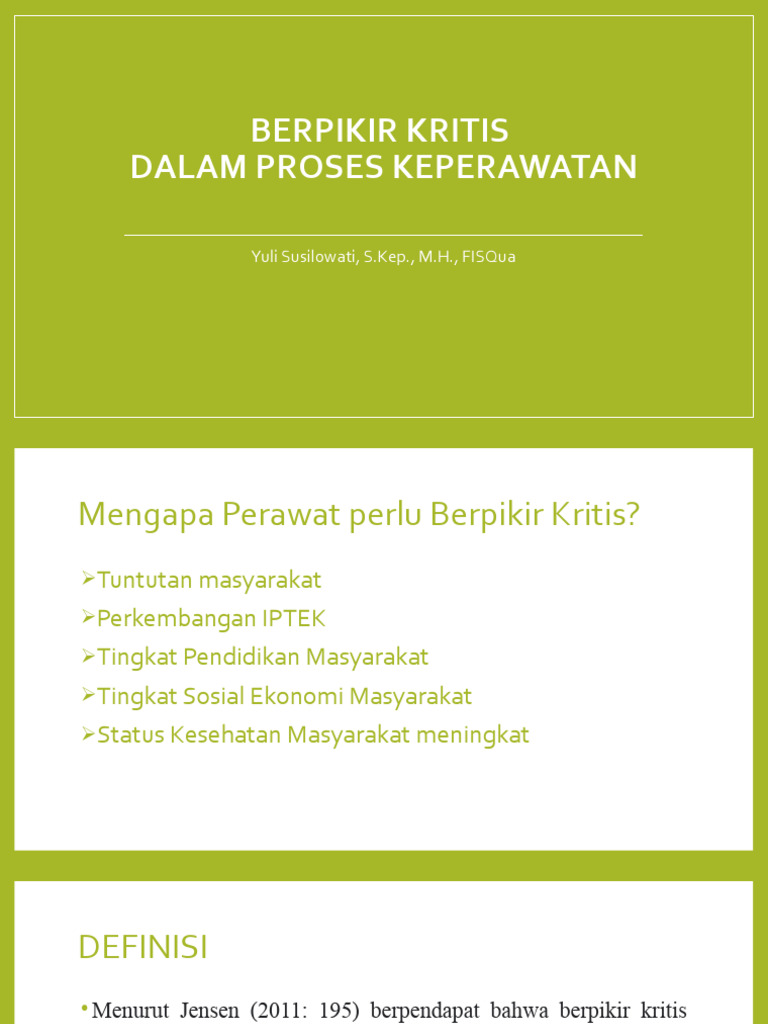 Berpikir Kritis Dalam Proses Keperawatan - B.yuli | PDF