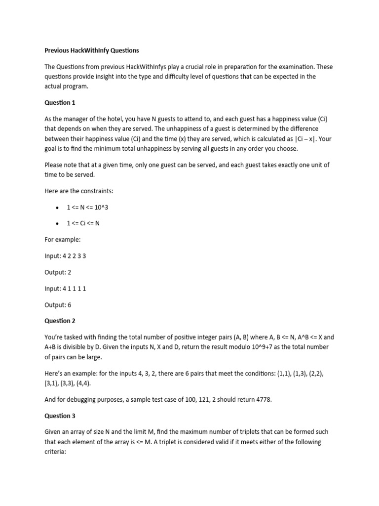 Previous HackWithInfy Questions | PDF | Applied Mathematics