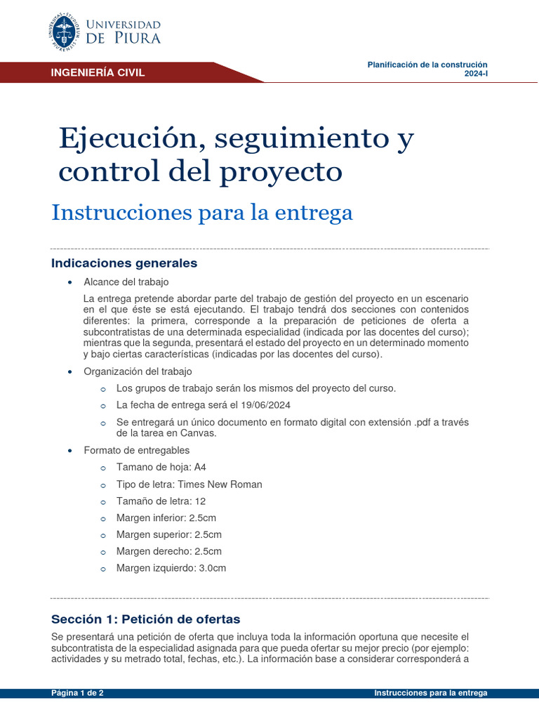 Instrucciones - Ejecución, Seguimiento y Control (ESC) | PDF ...