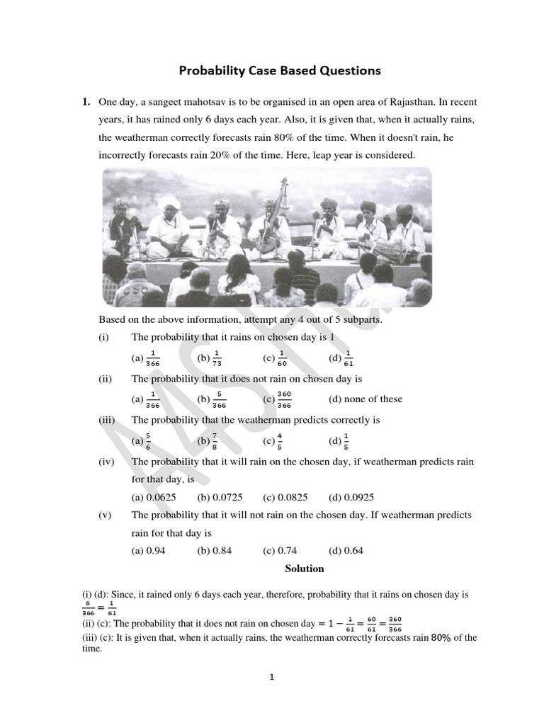 Probability Case Based Questions | PDF | Weather Forecasting | Probability