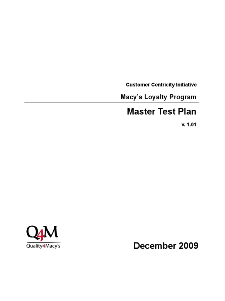 Loyalty Program Master Test Plan | PDF | Software Testing | Software ...