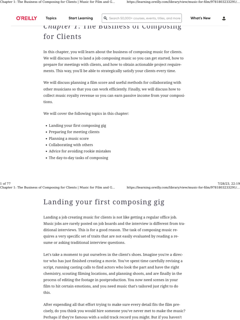 Chapter 1 The Business of Composing For Clients Music For Film and Game Soundtracks With FL ...