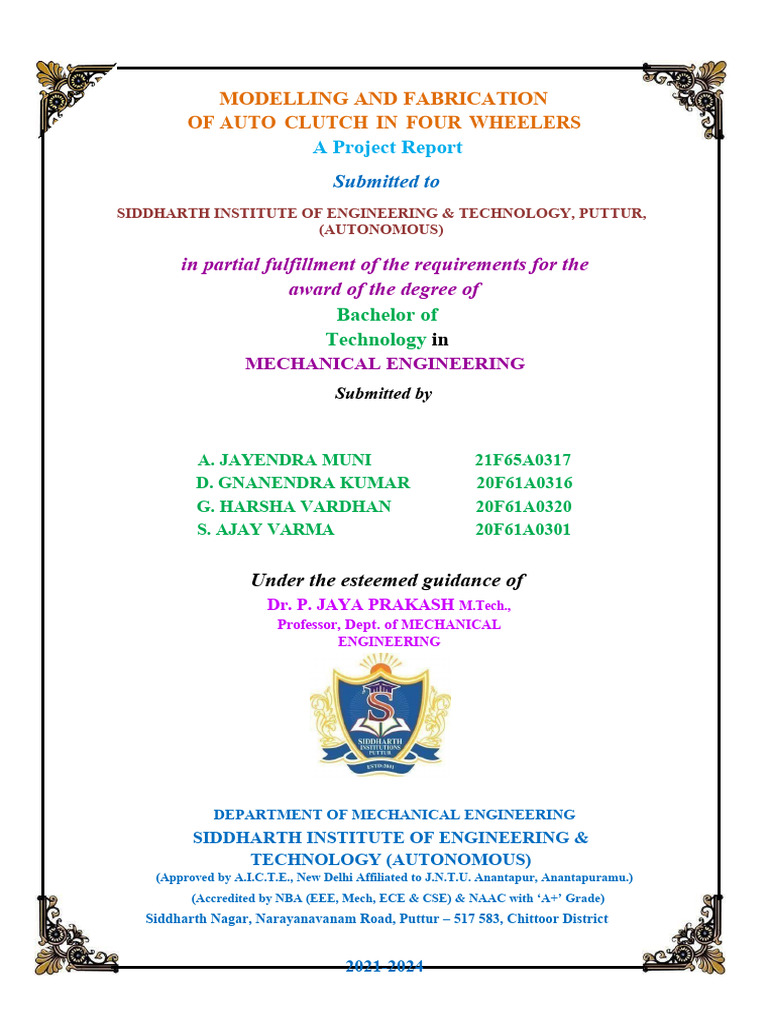 Modelling and Fabrication of Auto Clutch in Four Wheelers | PDF ...