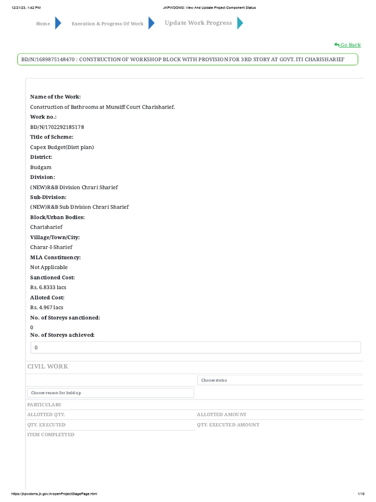 JKPWDOMS - Workshop View and Update Project Component Status | PDF | Concrete | Window