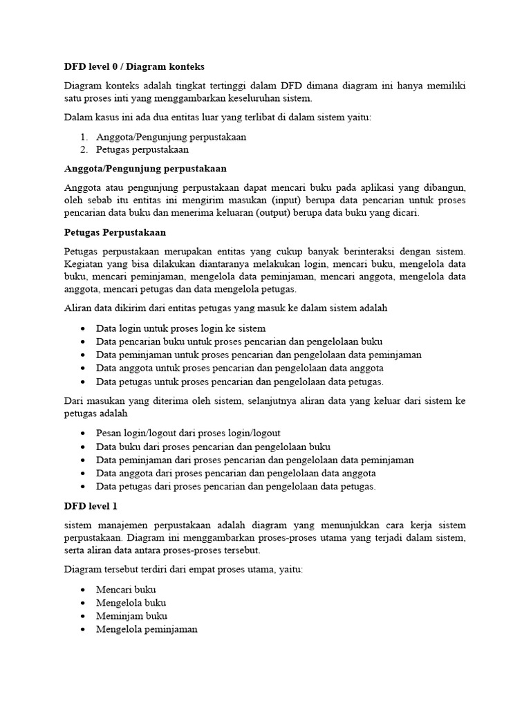 Penjelasan Tugas 1 Analisis Dan Perancangan Sistem, Materi DFD | PDF