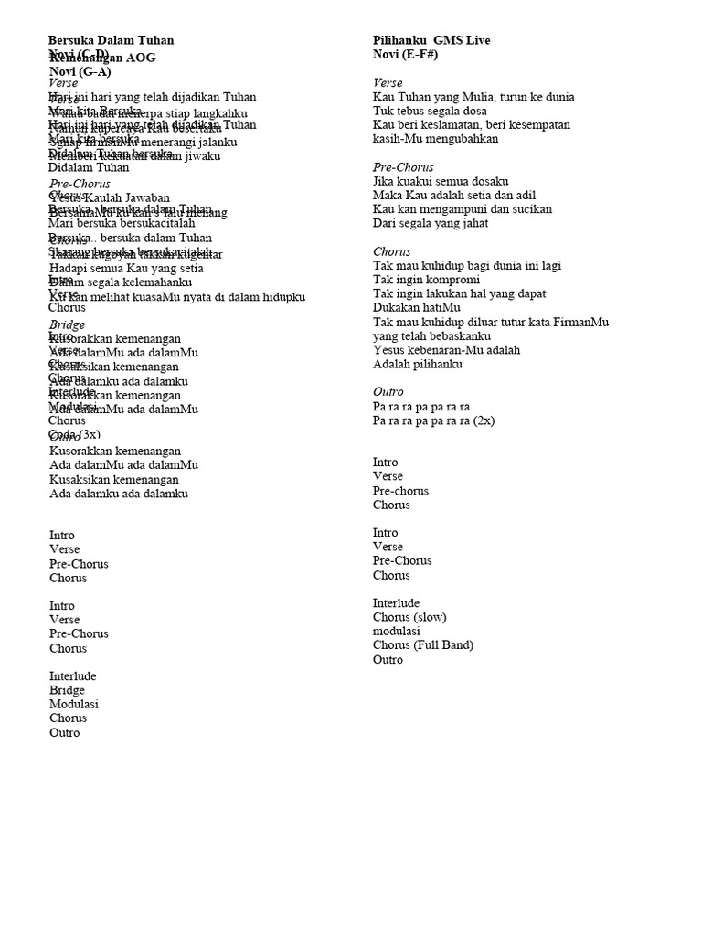 Struktur Lagu Upbeat | PDF