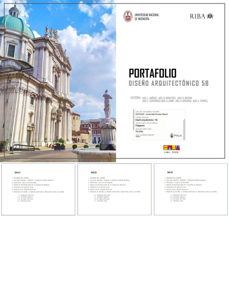 PDF Portafolio Diseo Arquitectonico 5b Faua Uni Lacuta Veliz Christian Marcel Compress | PDF