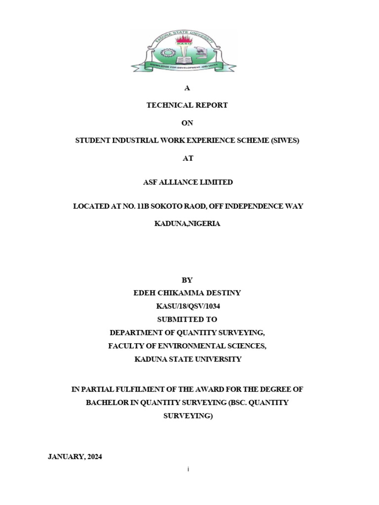 Edeh Chikamma Destiny Siwes Report | PDF | Concrete | Mortar (Masonry)