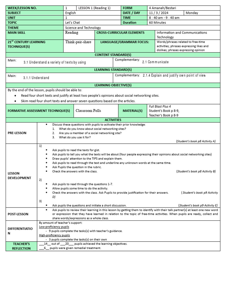 Lesson 1 | PDF | Learning | Human Communication