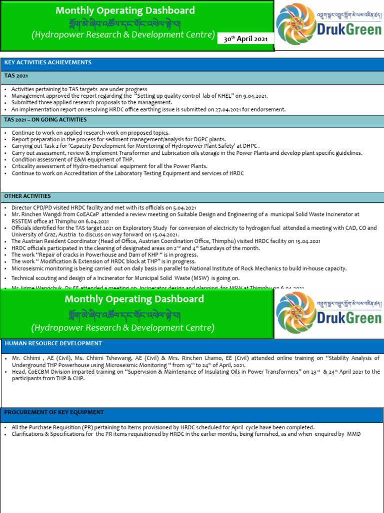 Dashboard - April 2021 HRDC | PDF | Hydroelectricity | Power Station