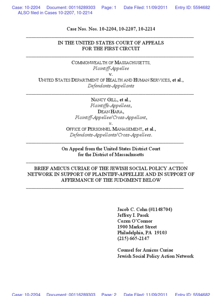 Mass - DOMA - Appeals #5594682 | PDF | Defense Of Marriage Act | Romer ...