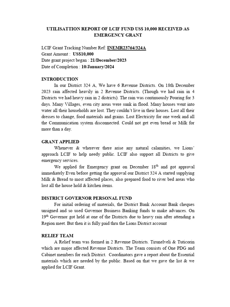 Lcif Grant Report Inemr23764 324a | PDF