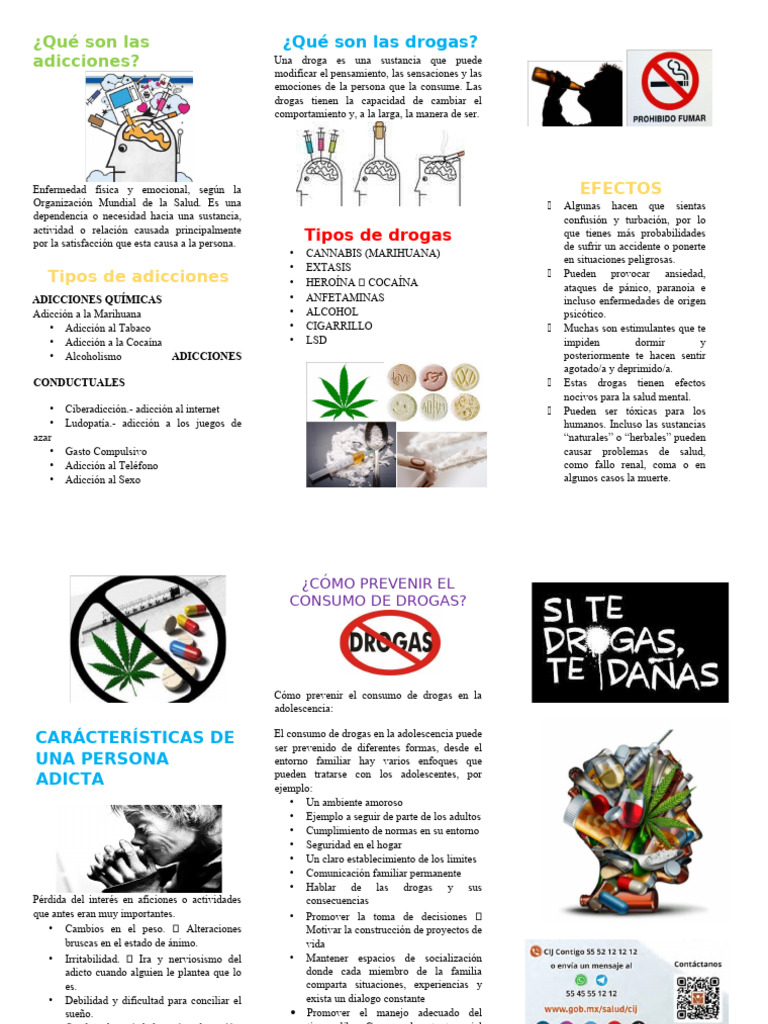Triptico Adicciones | Descargar gratis PDF | Drogas | Cannabis (Droga)
