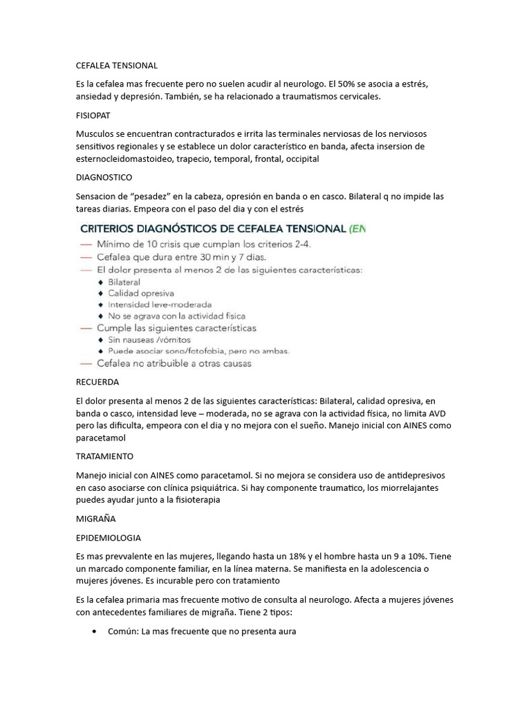 CEFALEA TENSIONAL | PDF | Dolor de cabeza | Migraña